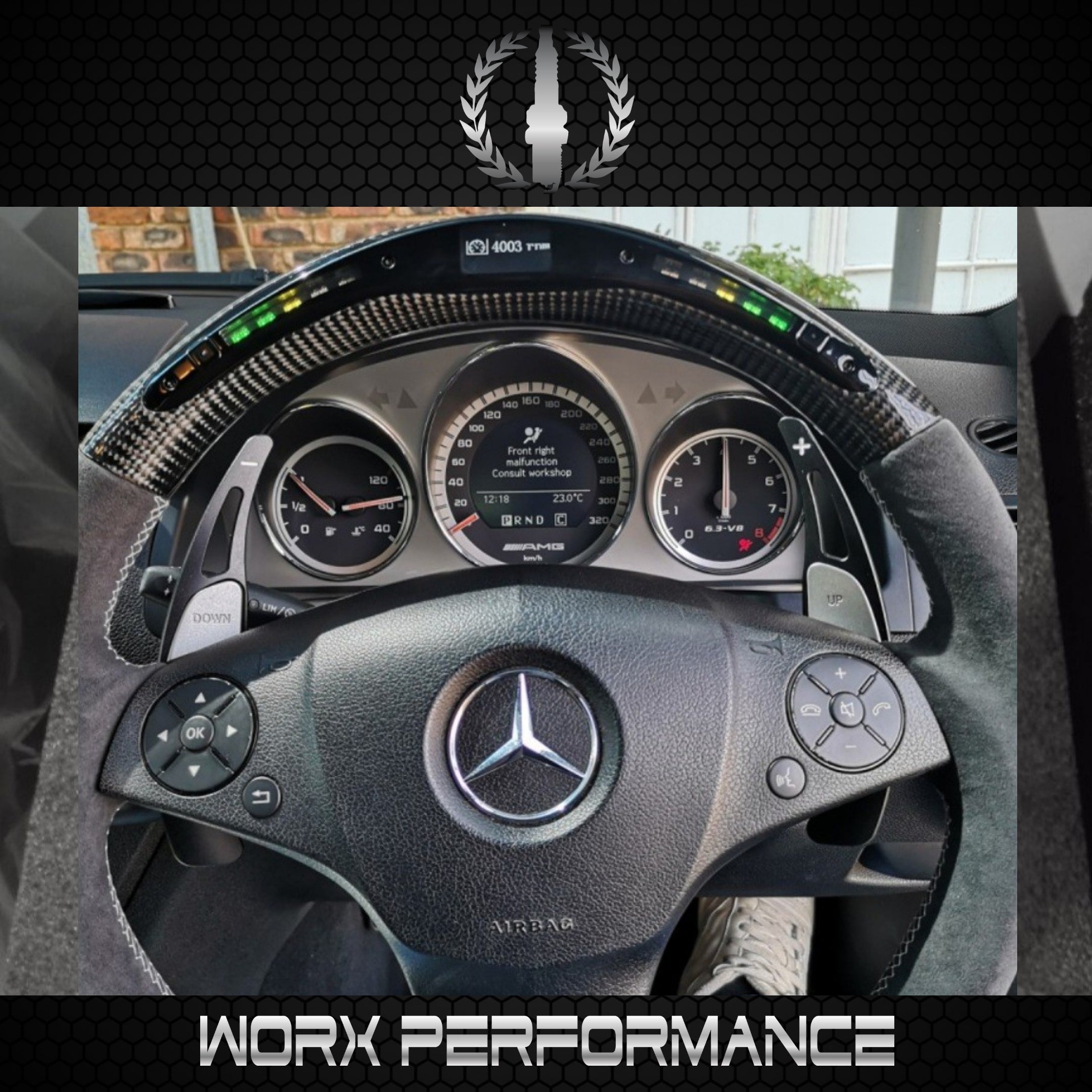 Mercedes Benz W204 Preface OHC LED Carbon Fiber Steering Wheel – Worx ...